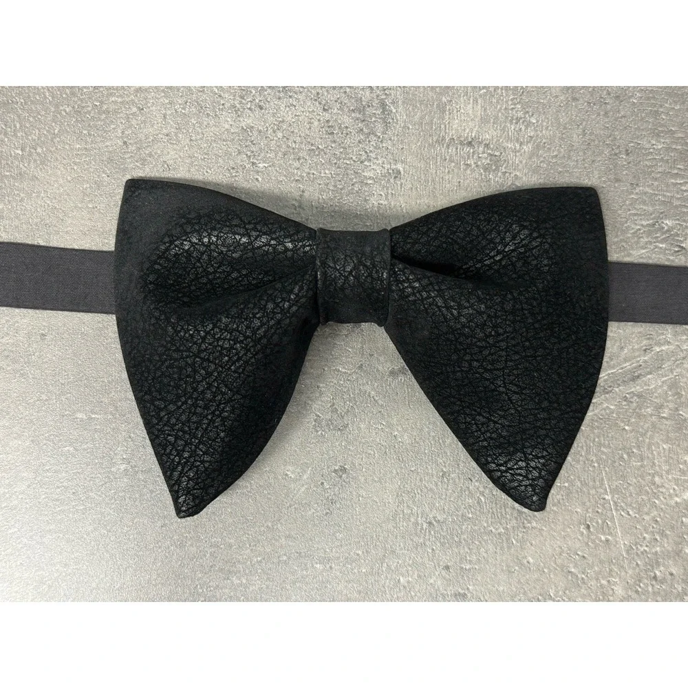Handmade | Accessories | Handmade Black Faux Leather Bow Tie Vintage ...